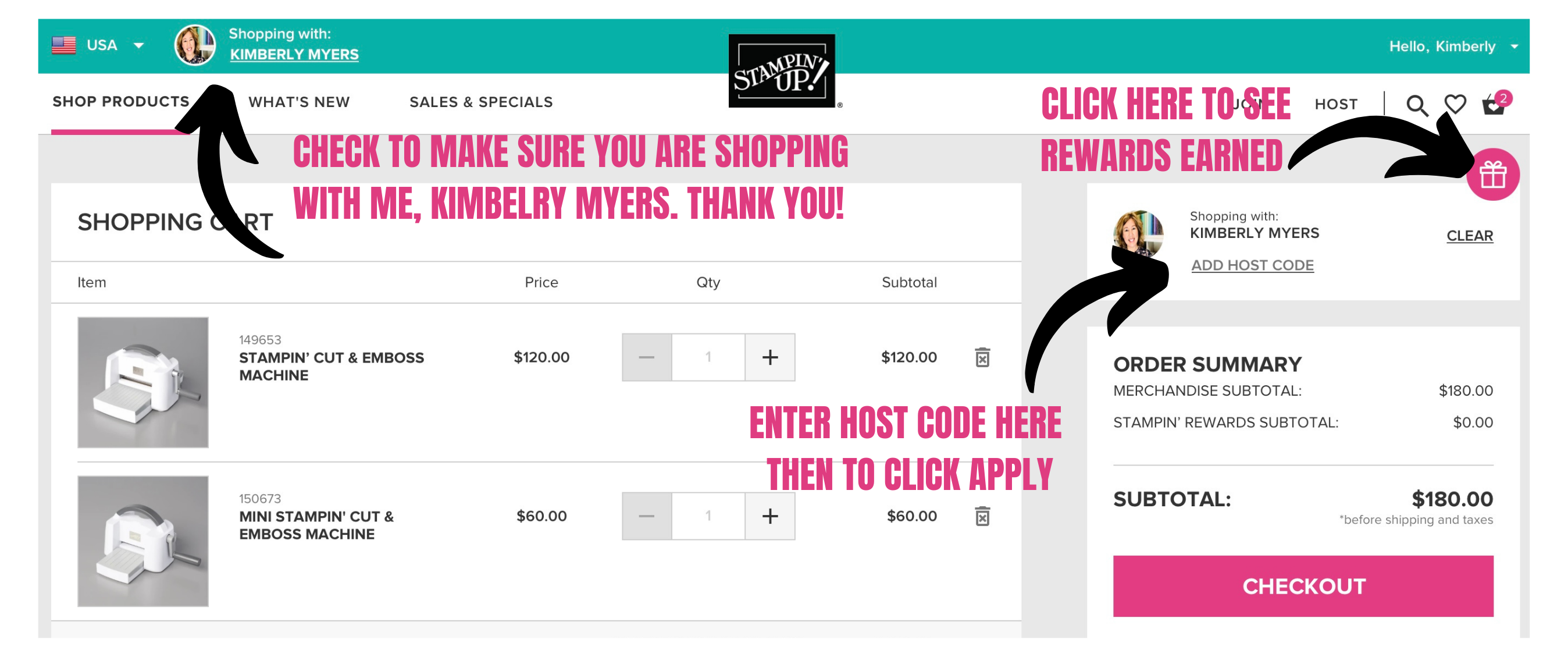 Host Codes – StampinWithKim.com